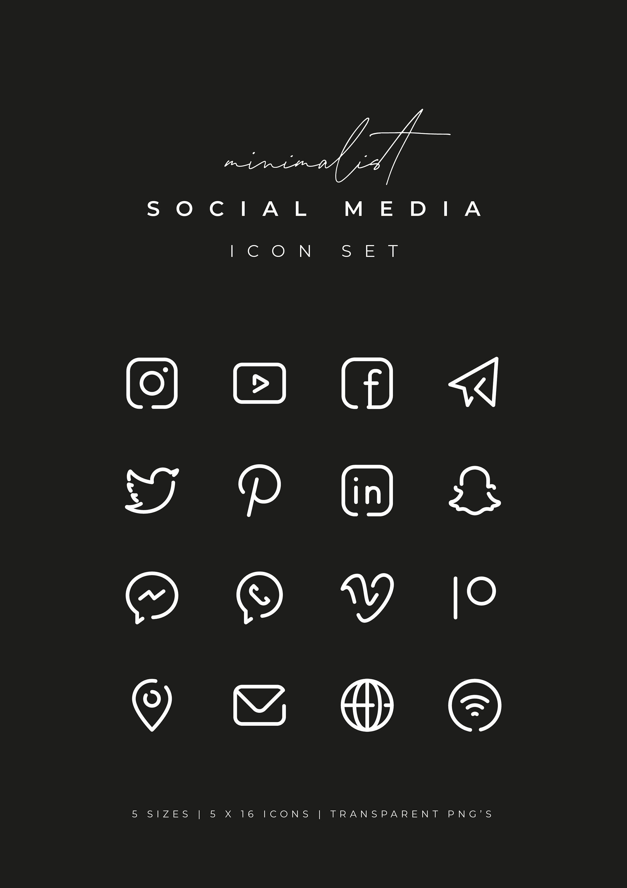 White Social Media Icons Png