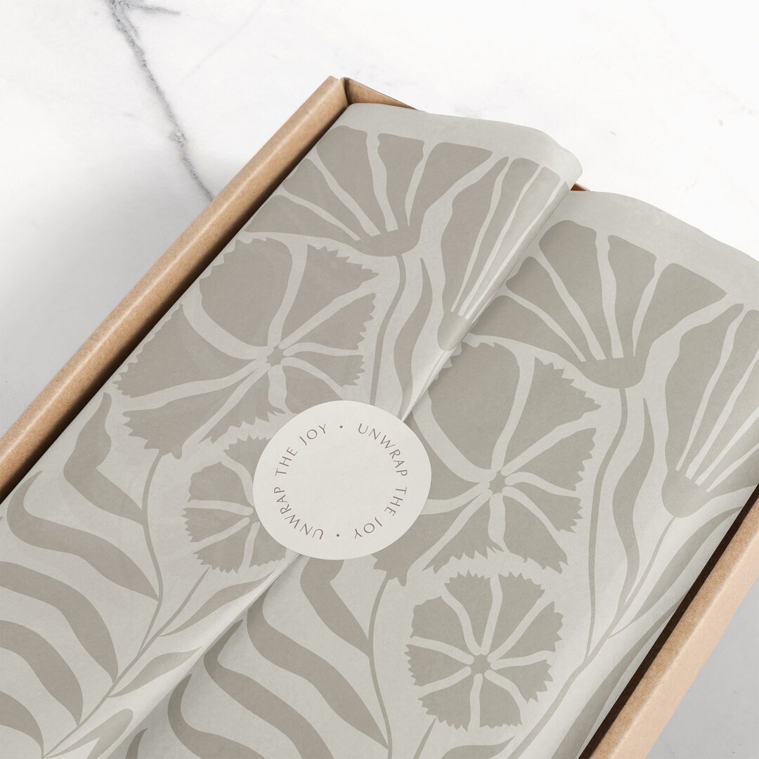 Printable Tissue Paper: Floral Packaging Design, Sticker Set (digital ...