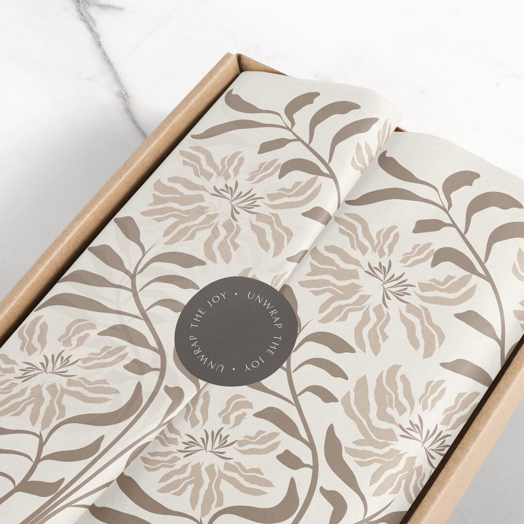 Floral Tissue Paper Design: Printable Wrapping Paper & Stickers ...