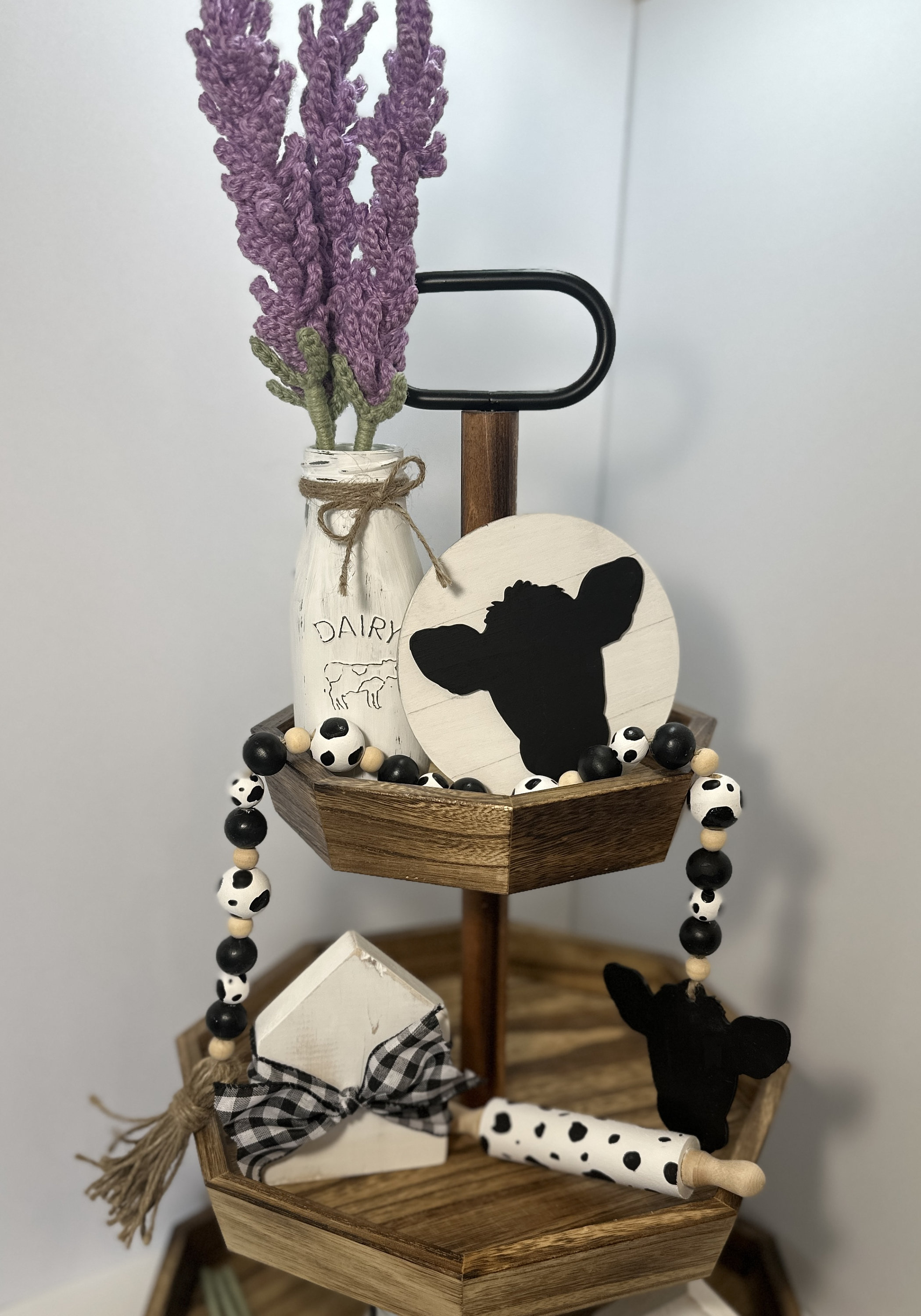 Maggie Moos Cow Print Tiered Tray Decor - Etsy