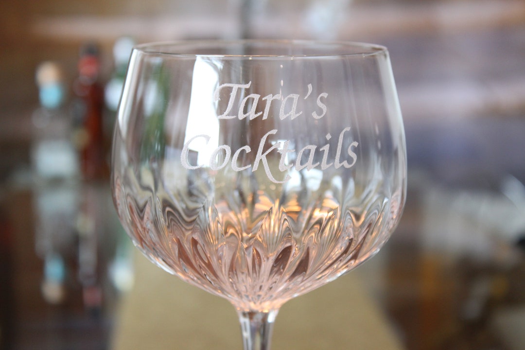 Large Personalised Crystal Cut Gin Glass, Engraved Gin Balloon Glass ...