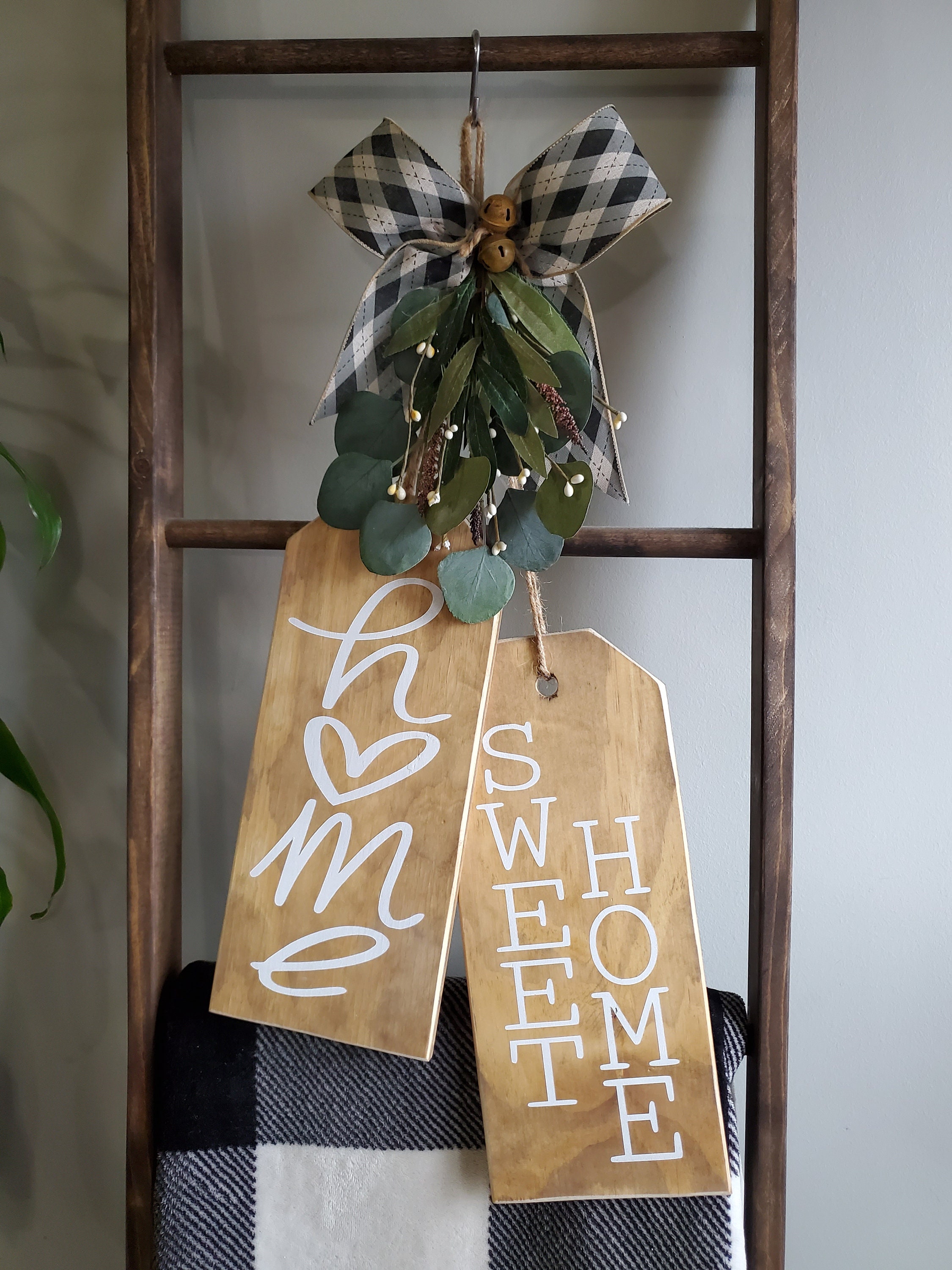 Home Sweet Home-stained Tags vertical - Etsy