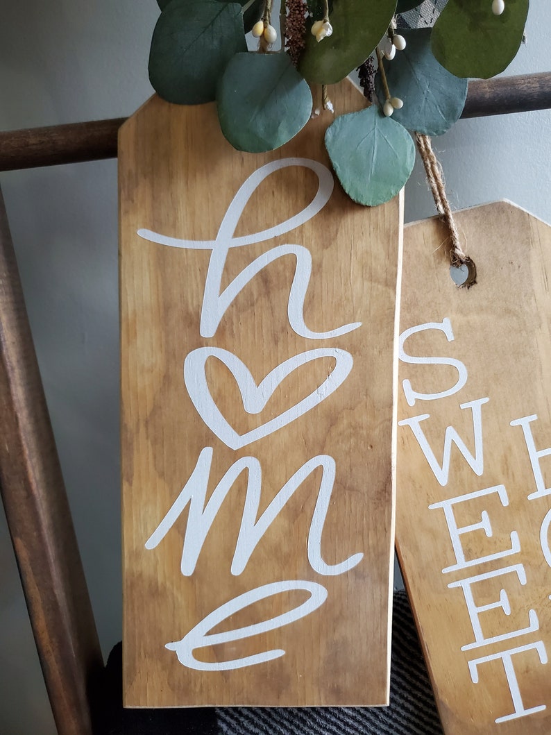 Home Sweet Home-stained Tags vertical - Etsy