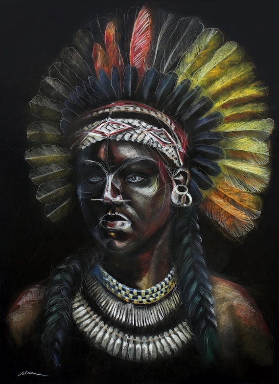 ORIGINAL Native American Drawing HANDMADE Artwork INDIGENOUS - Etsy