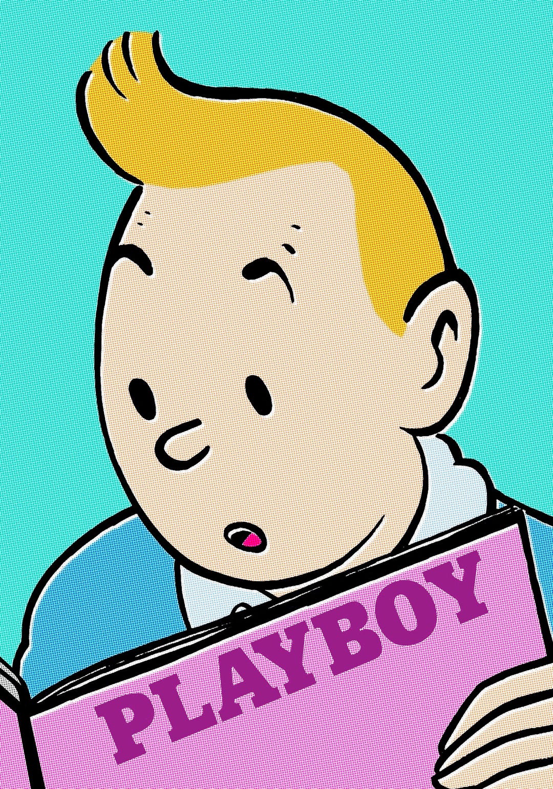 Original Painting "tintin Reading Adult Magazine" - Etsy