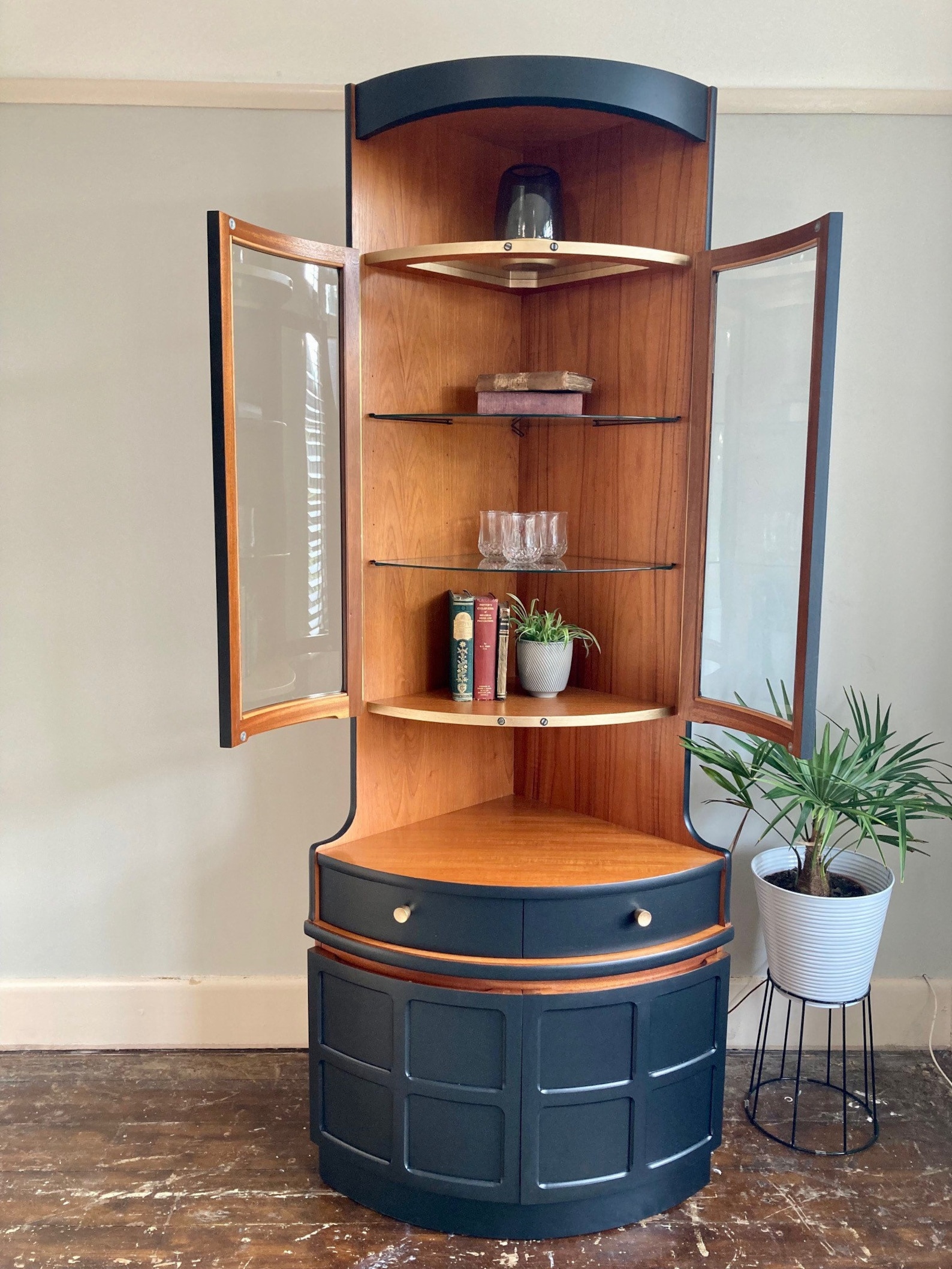 Mid Century Nathan Corner Drinks Cabinet With Lights, in Black - Etsy