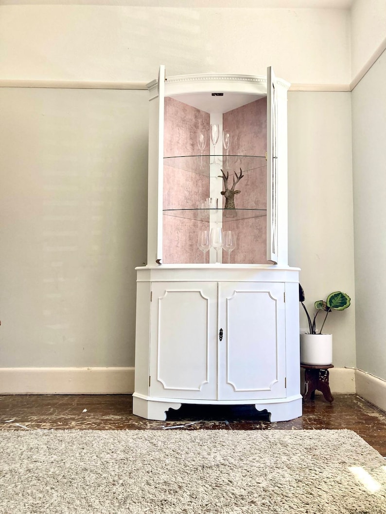 Double Corner Drinks Cabinet With Light and Geometric Lining. - Etsy UK