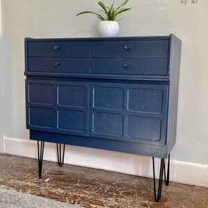 Gorgeous Nathan Sideboard With Drawers in Midnight Blue and Black Legs ...