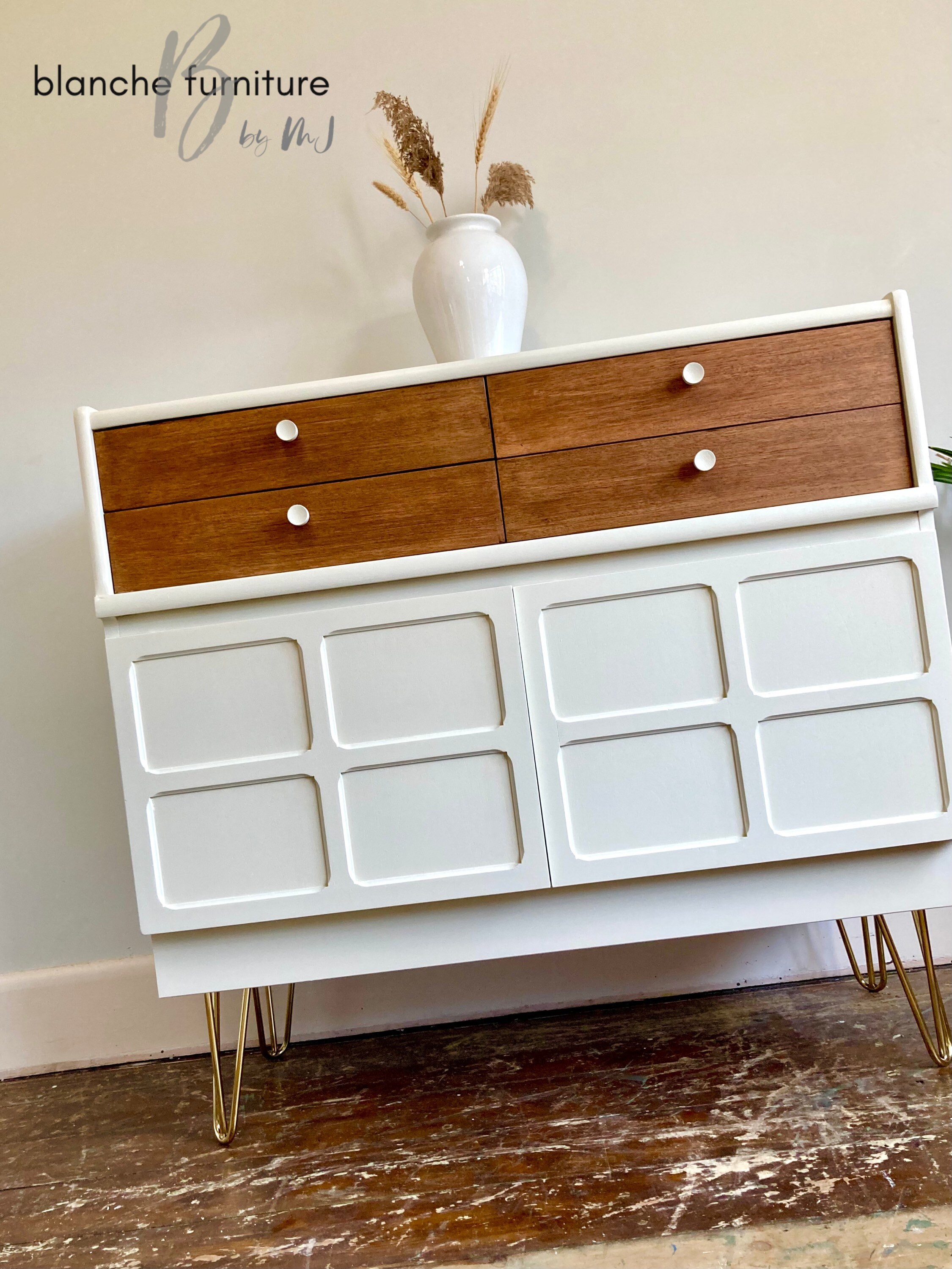 Gorgeous Nathan Sideboard in off White and Walnut Drawers. - Etsy UK