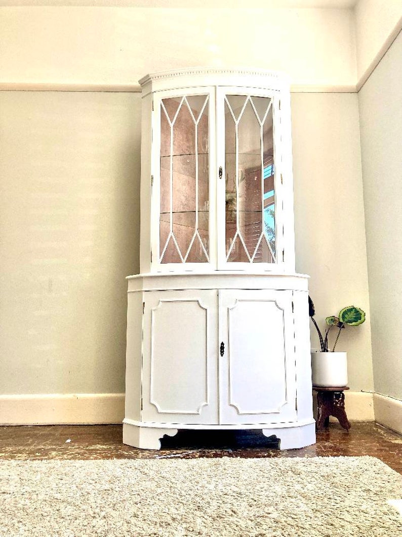 Double Corner Drinks Cabinet With Light and Geometric Lining. - Etsy UK