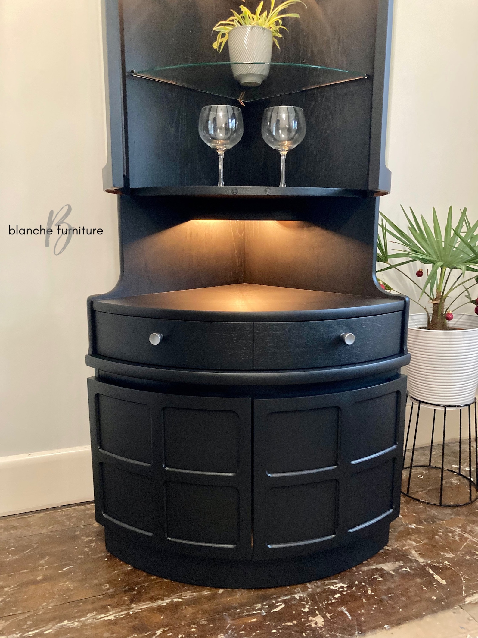 Tall and Low Curved Corner Drinks Cabinets by Nathan. - Etsy