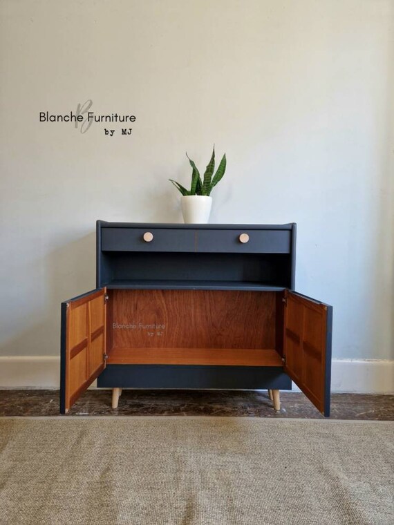 Slim Sideboard Hallway Console in Ash Grey on Wooden Legs by Nathan Etsy UK