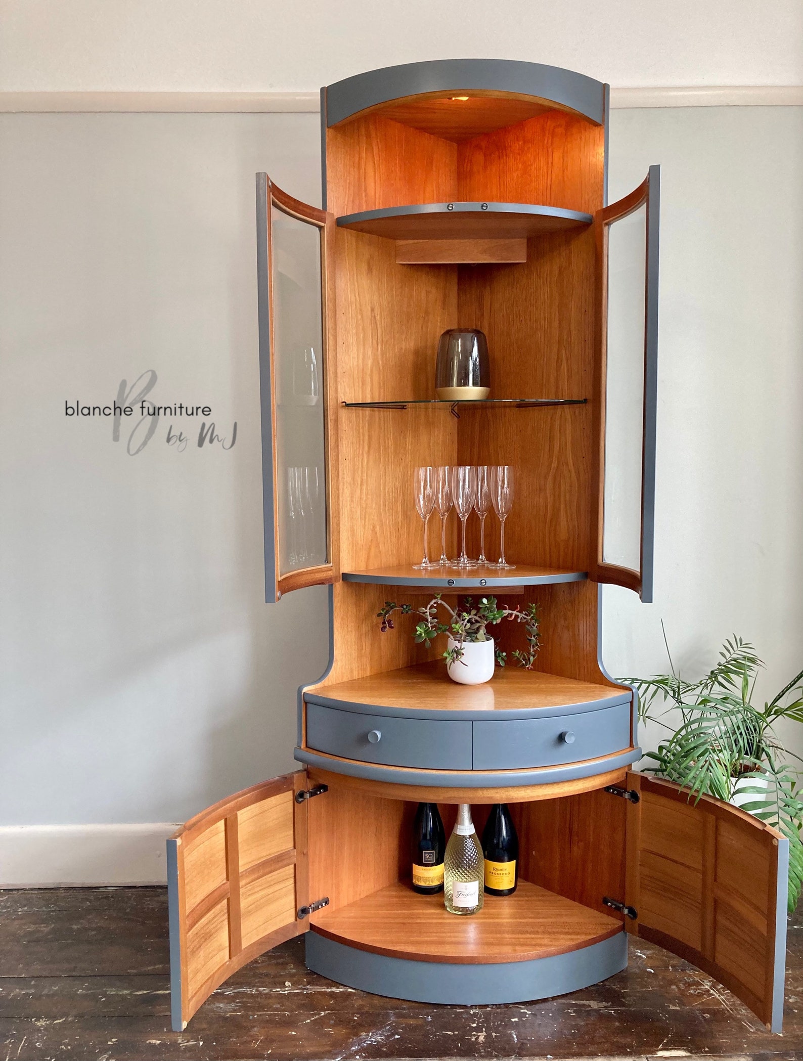 Nathan Corner Drinks Cabinet Unit With Light. - Etsy UK