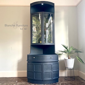 Tall Curved Nathan Corner Drinks Cabinet With Geometric Lining - Etsy