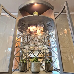 Tall, Mid Century Curved Nathan Corner Drinks Cabinet in Grey With ...