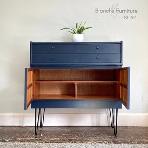 Gorgeous Nathan Sideboard With Drawers in Midnight Blue and Black Legs ...