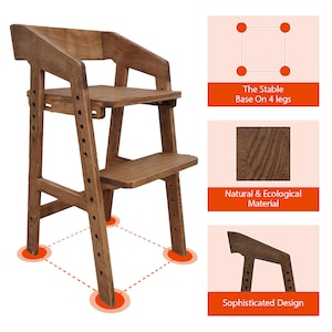 Wooden Highchair for Feeding, Children's Natural Chair, Chair for ...