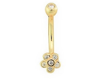 14k Solid Gold Rook Piercing,daith,internally Threaded Curved Barbell.2.5mm Cz's...16g..6mm Or ...