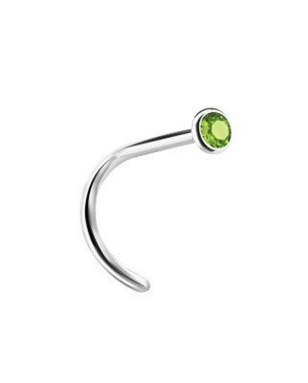 18g Internally Threaded Titanium Nose Ring,stud Set With Green Peridot ...