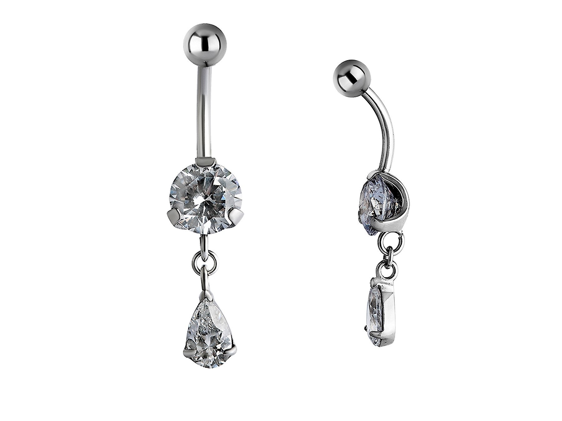 Dangle Surgical Steel Belly Button Ring With 5A Grade Swarovski Cz..14g ...