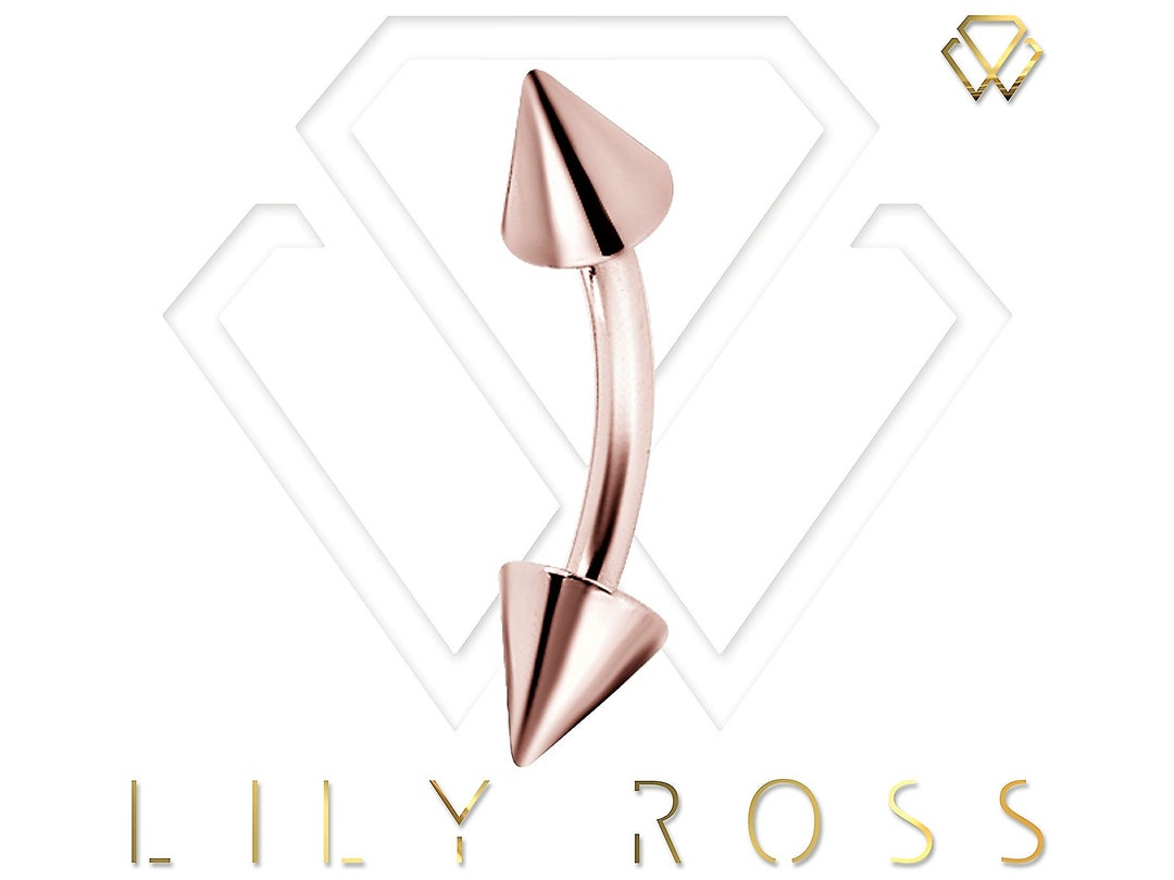 14k Solid Rose Gold Rook Piercing, Daith Jewelry, Eyebrow Curved ...