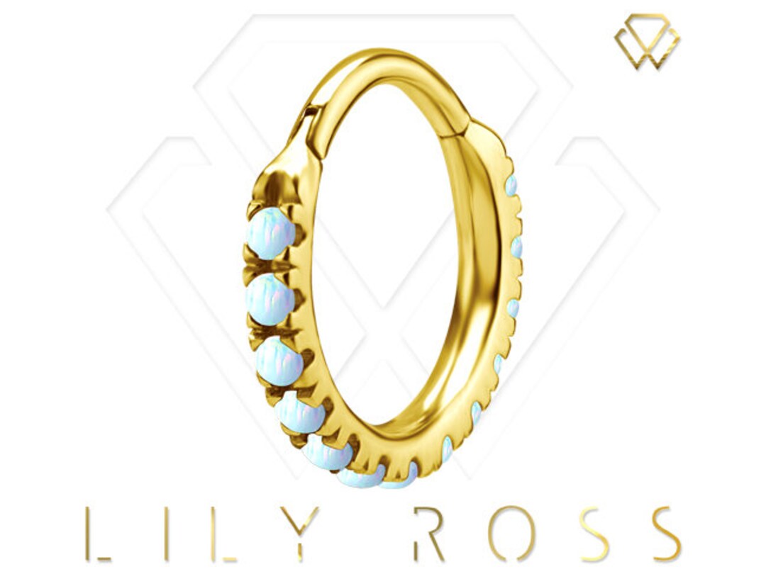 16g Gold Helix/cartilage Eternity Clicker Ring With White Opals..gold ...