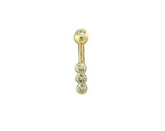 14k Solid Gold Rook Piercing,daith,internally Threaded Curved Barbell.2.5mm Cz's...16g..6mm Or ...