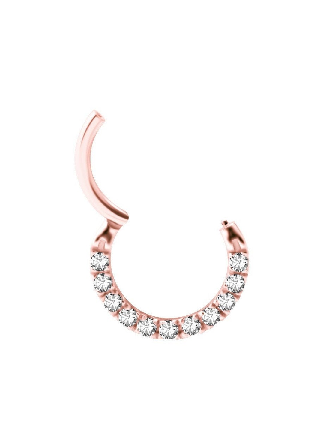 Diamantes genuinos Oro rosa macizo de 18 quilates Daith/Septum - Etsy ...