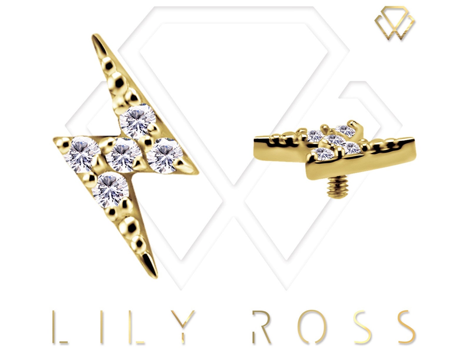 18k Solid Gold Tiny Flash Cartilage Earring - 16G Internally Threaded ...