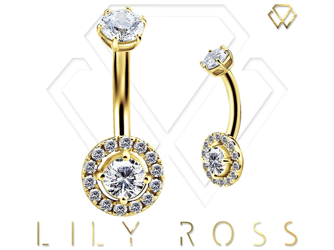Beautiful 18k Solid Gold Internally Threaded Belly Button Ring ...