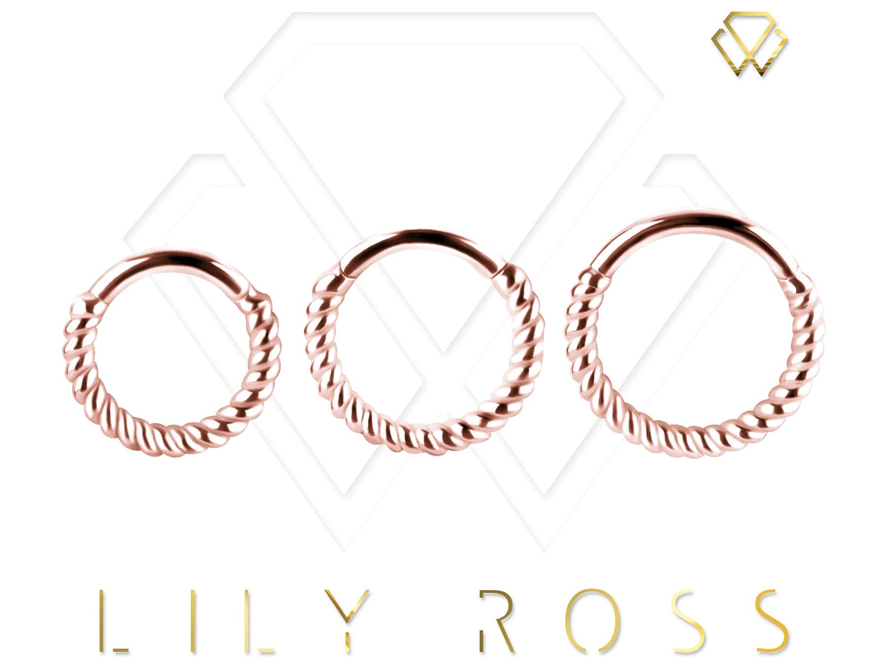 18k Solid Rose Gold Twisted Rope Daith Hinged Piercing Clicker/septum ...