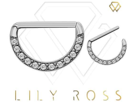 Beautiful Nipple Clicker Set With White Swarovski Cz Surgical Steel 316L Comes in 14g 12 14 or 16mm Etsy