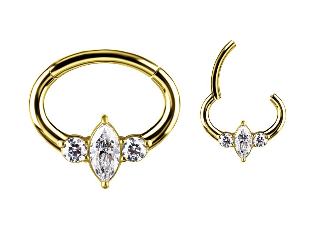 Beautiful 18k Solid Gold Daith Piercing Clicker Set With Swarovski Cz ...