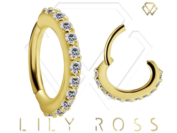 18K Solid Gold Oval Rook Clicker Set With 5A Grade Premium - Etsy