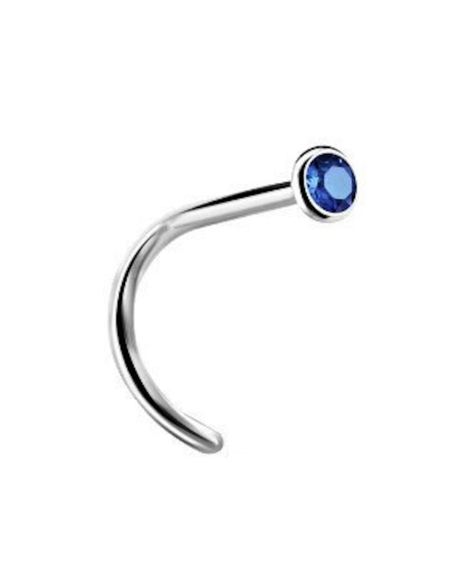 18g Internally Threaded Titanium Nose RingStud Set with Blue | Etsy