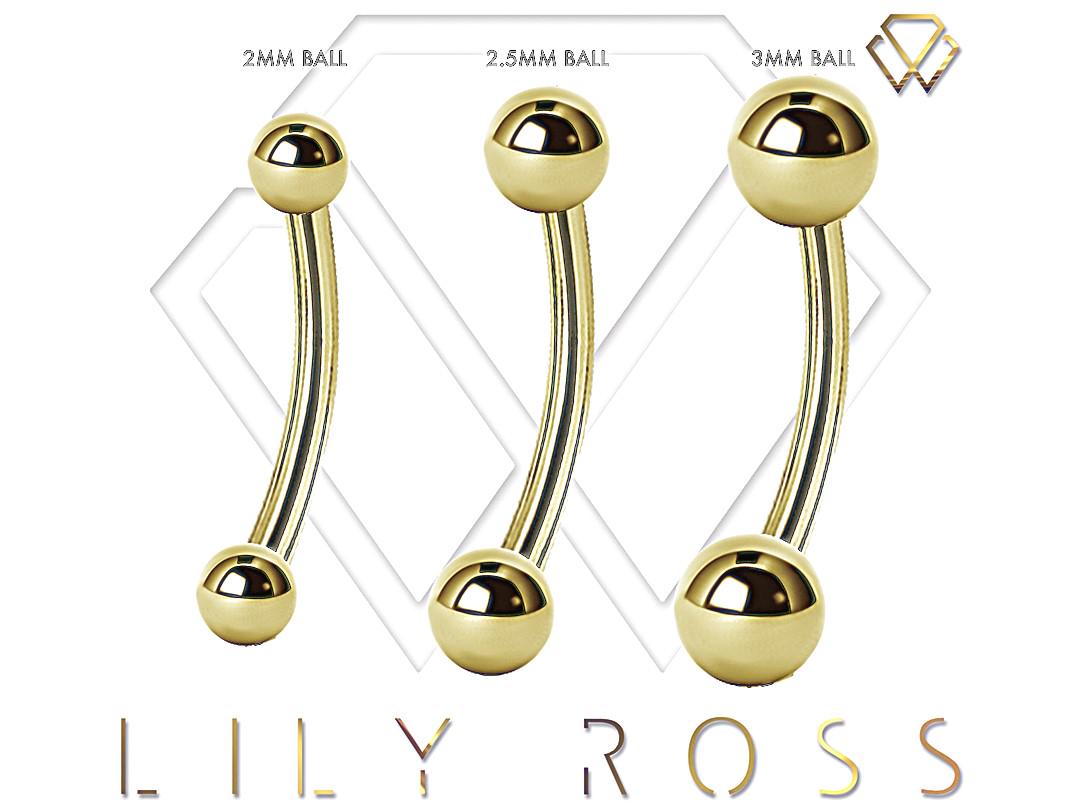 18k Solid Gold Internally Threaded Eyebrow Piercing, Daith Jewelry ...
