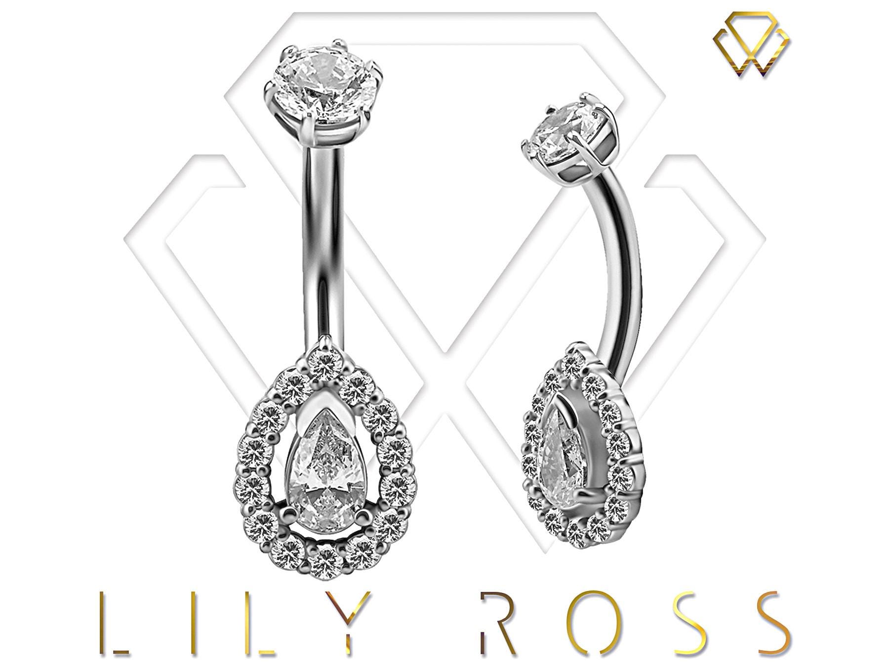 Beautiful 18k Solid White Gold Internally Threaded Belly Button Ring ...