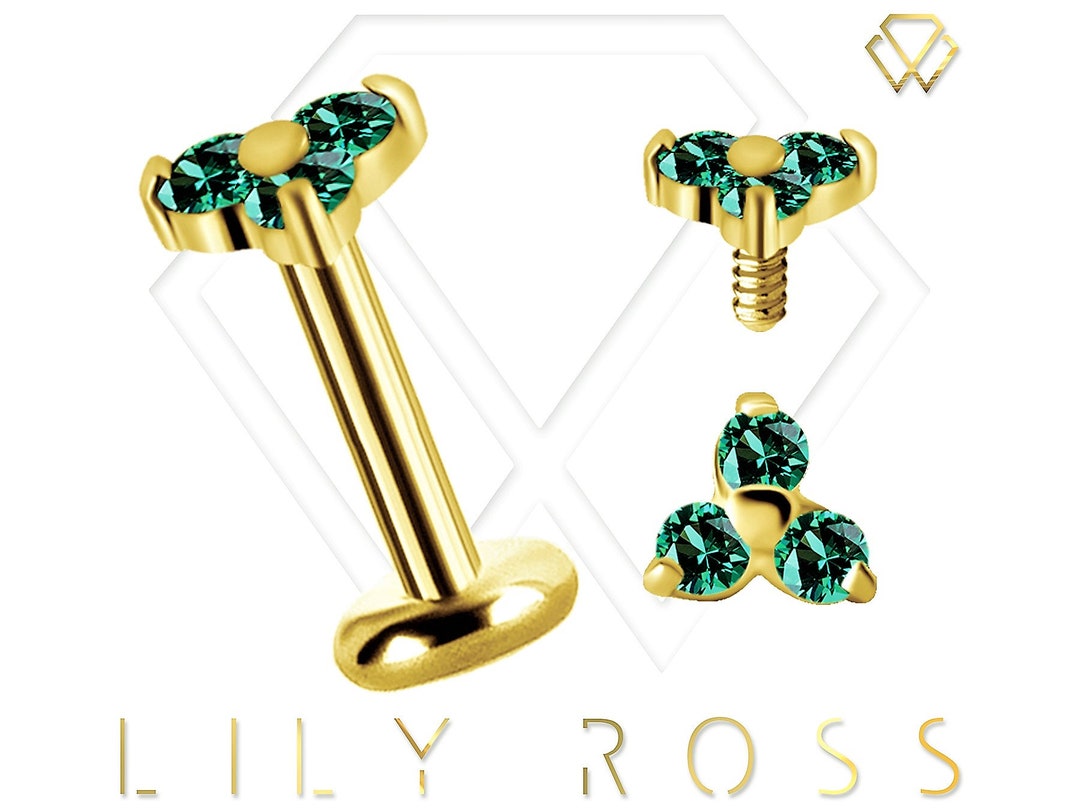 New 18k Solid Gold Tiny Trinity Cartilage Earring - 16G Internally ...
