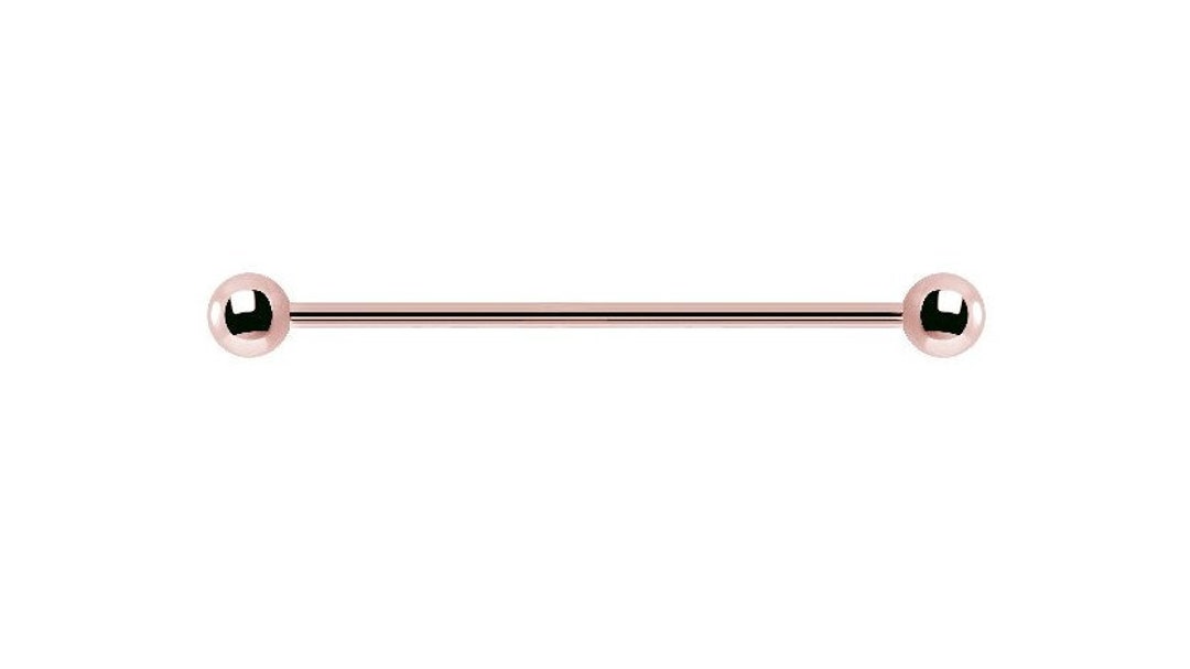 14g Rose Gold Industrial Helix Cartilage Barbell..gold PVD Over Surgical Steel With 3mm, 4mm or ...
