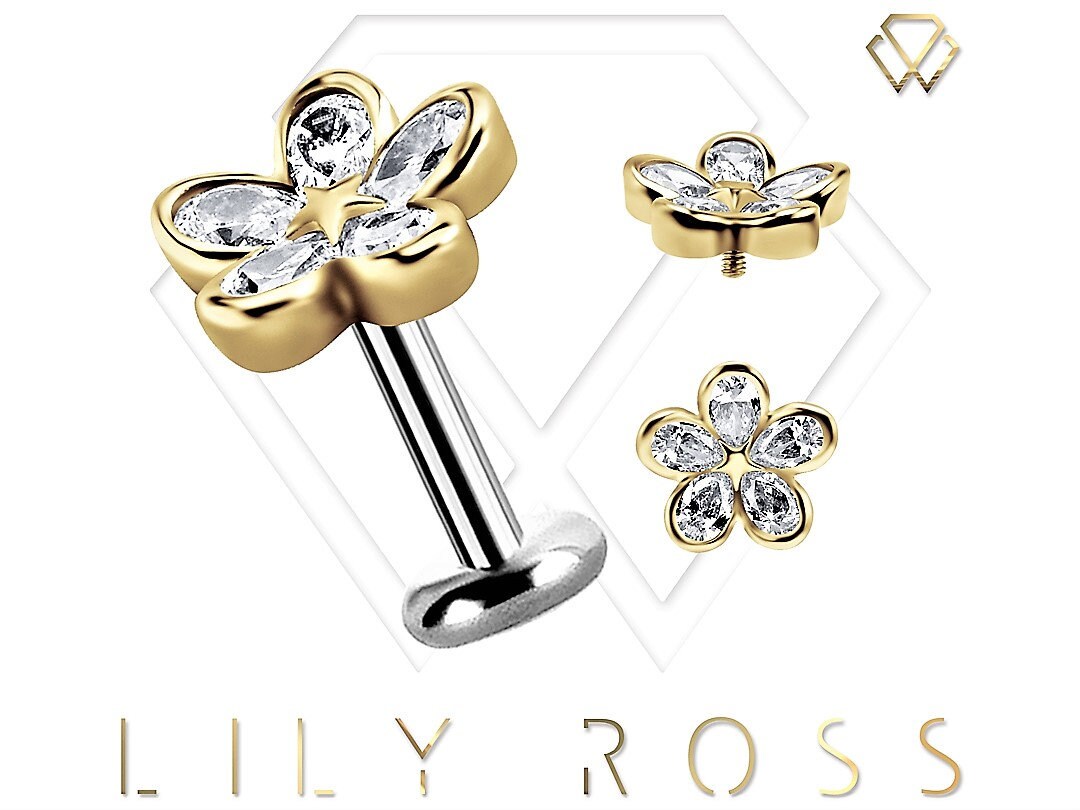 18k Solid Gold Dainty Flower Cartilage Earring - 16G Internally ...