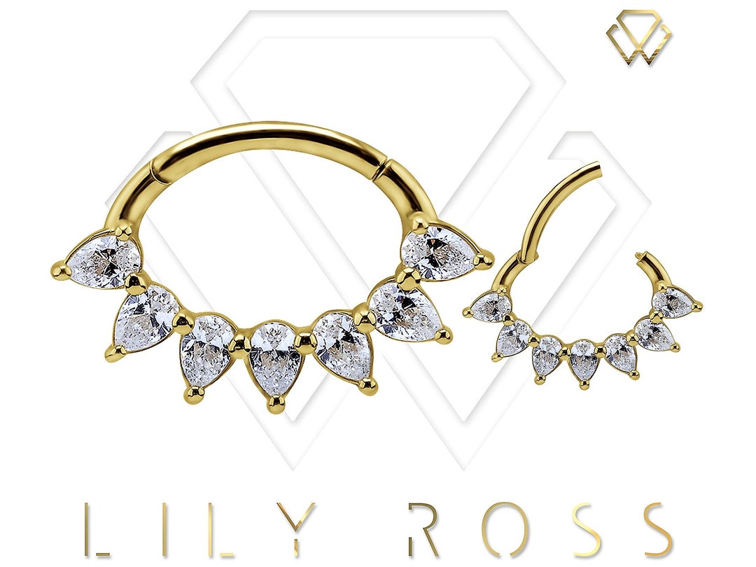 Beautiful 18k Solid Gold Daith Piercing Clicker Set With Swarovski Cz ...
