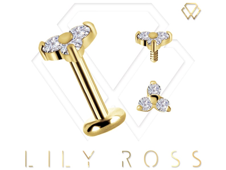 New 18k Solid Gold Tiny Trinity Cartilage Earring 16G - Etsy