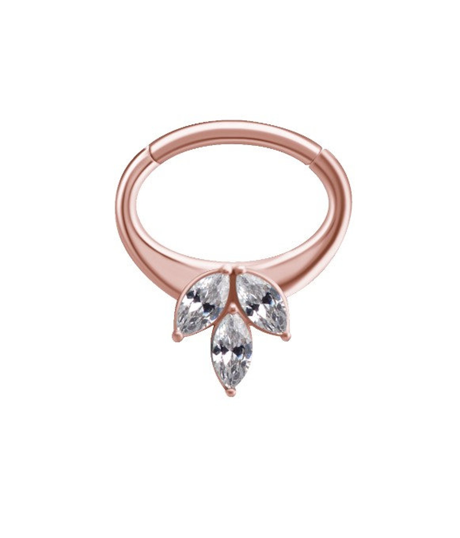 Beautiful Rose Gold Daith Jewelry, Helix Ring, Septum Clicker Set With ...