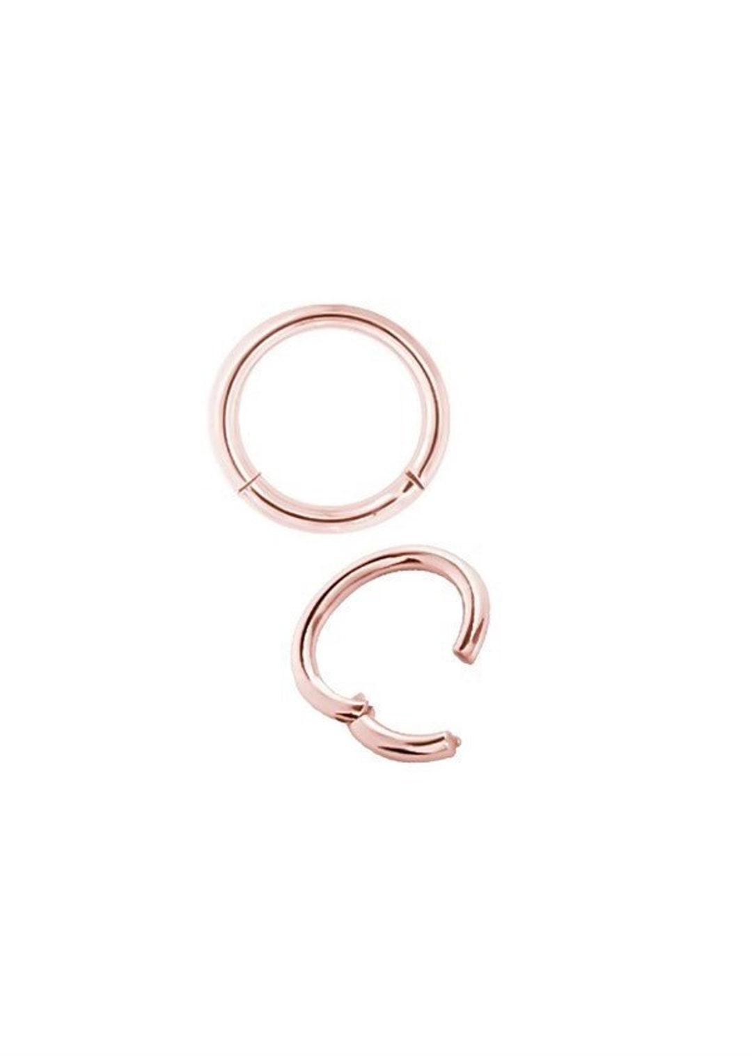 18k Solid Rose Gold Daith/rook Clicker - Septum Hinged Clicker Ring - Nose Jewelry..from 20g to ...