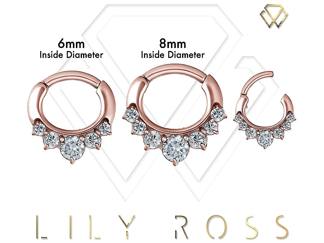 Hermoso juego de clicker de piercing Daith/Helix/Septum de oro rosa con ...