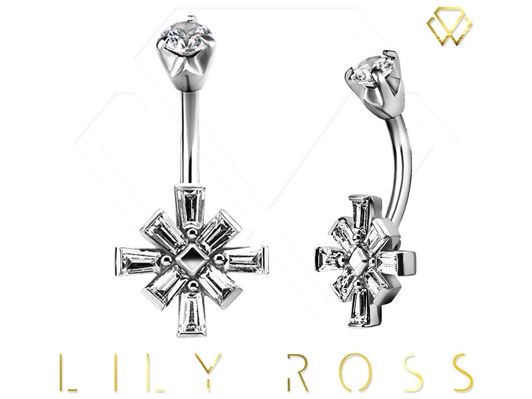 Surgical Steel Belly Button Ring: Swarovski CZ, 14g (8 or 10mm) - Etsy ...
