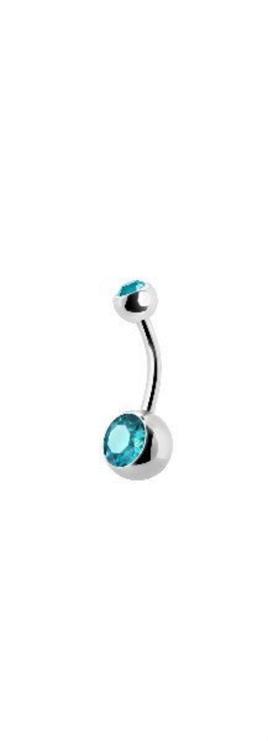 316L Surgical Steel Belly Button Ring Set With Aqua Swarovski Cz ...