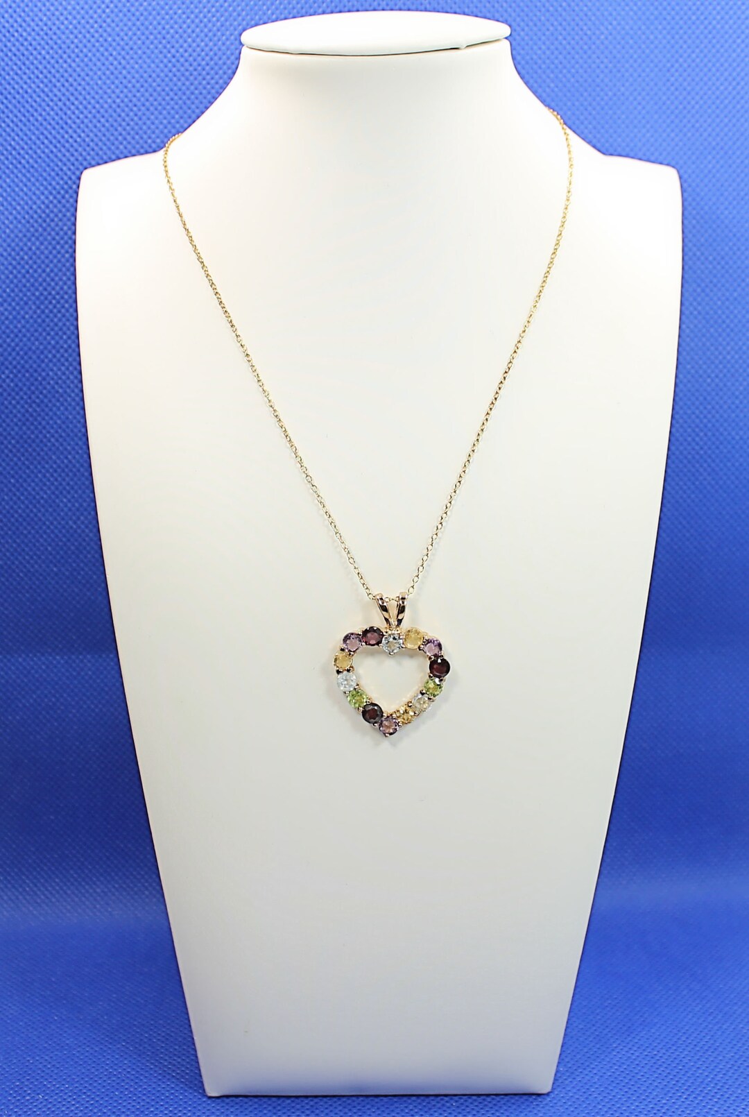 Victoria Townsend Multi Gemstone Heart Pendant: 18K Gold Over Sterling ...