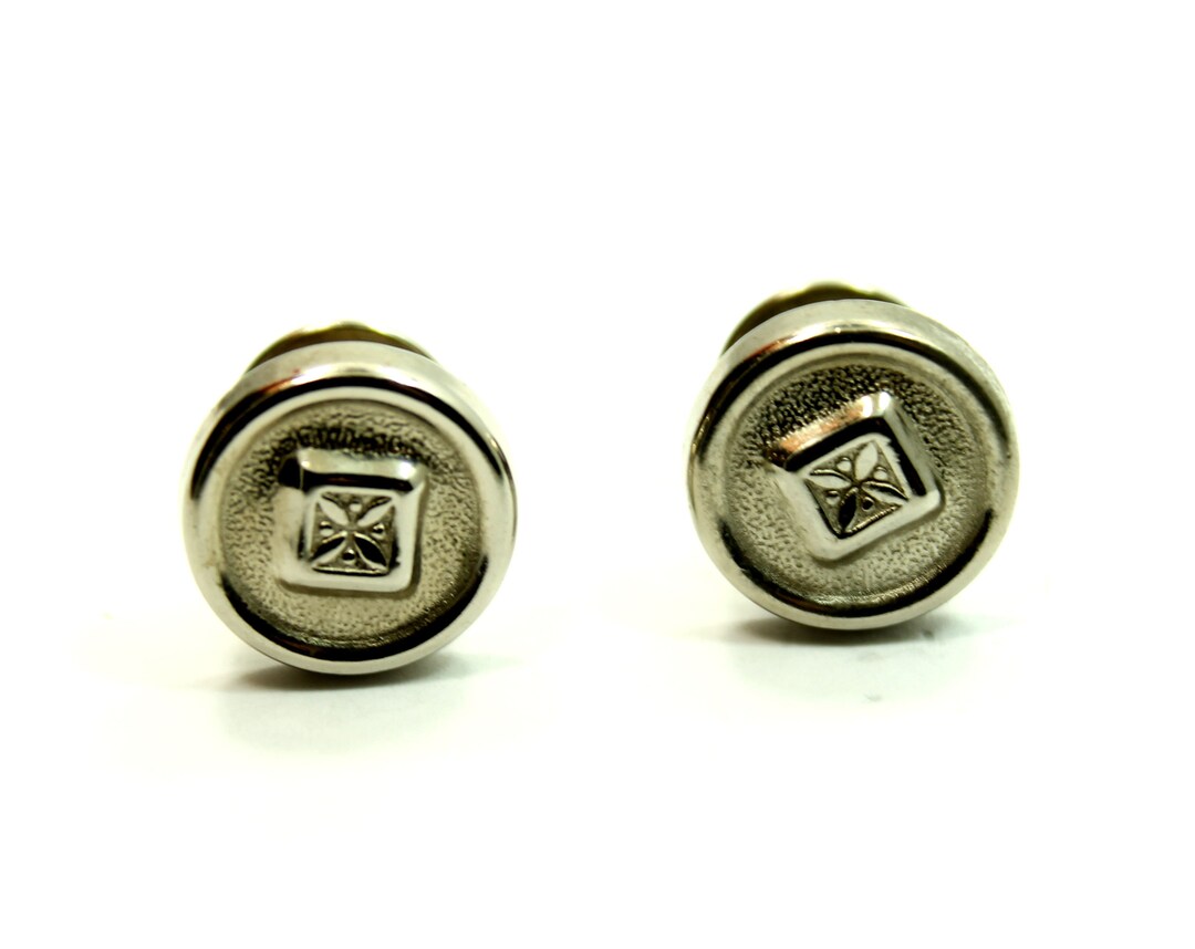Vintage Silver Tone Fixed Back Cufflinks - Etsy