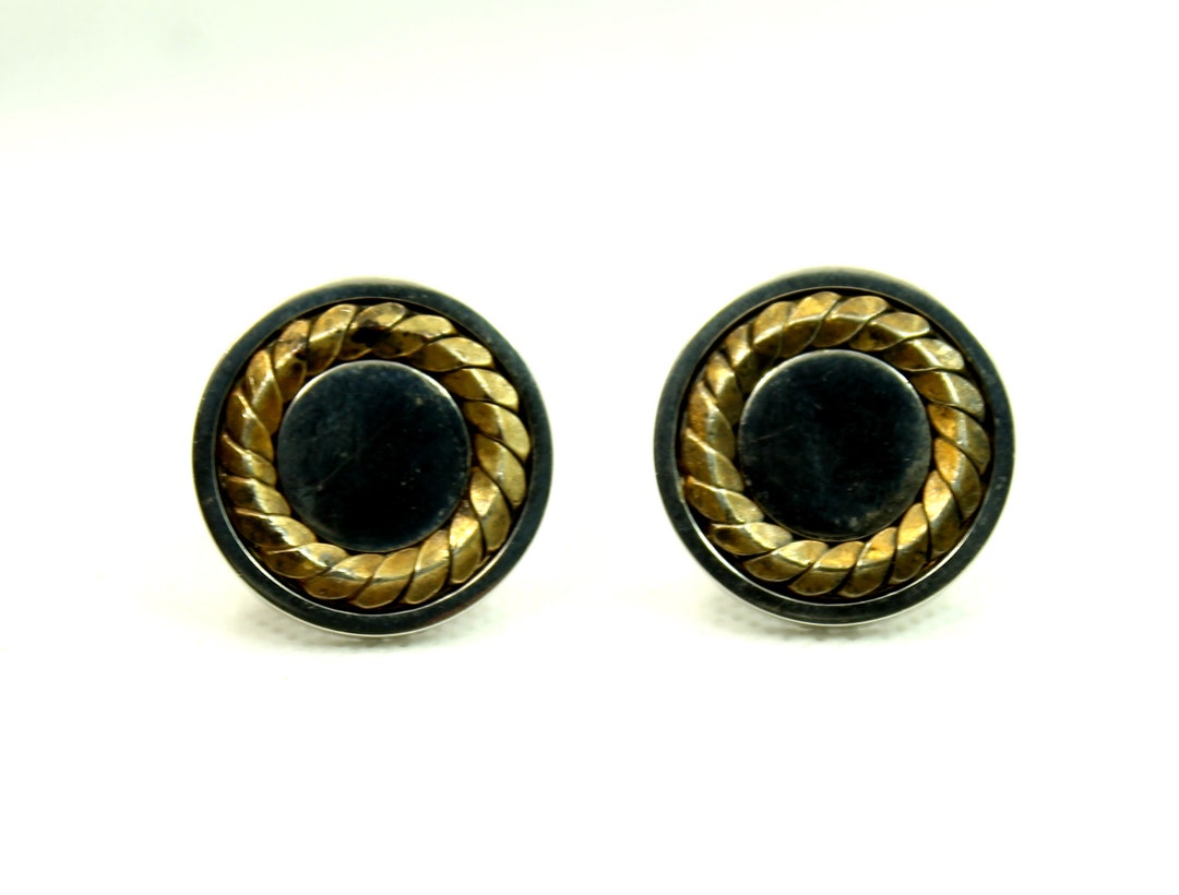 Vintage Gold and Silver Tone Bullet Back Circle Cufflinks - Etsy